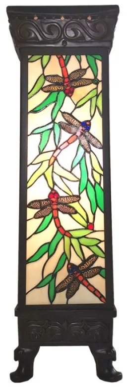 Světelný sloup Tiffany Dragonfly – 26x26x71 cm