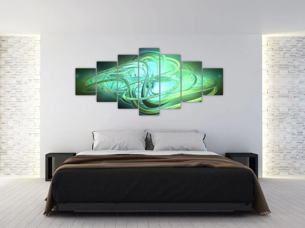 Obraz zelené abstrakce (210x100 cm)
