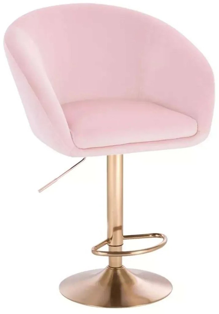 LuxuryForm DESIGN Barová židle VENICE VELUR na zlaté kulaté podstavě - růžová