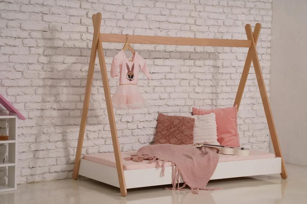 Vingo První dětská postel včetně matrace a roštu Barva: postel 80x160 s látkou, vzor: hvězdičky mint