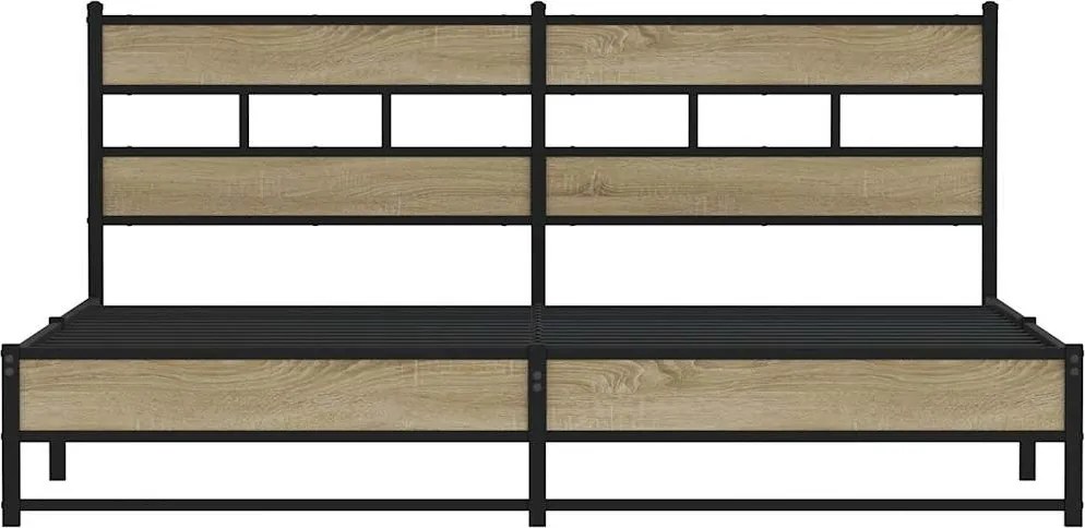Kovový rám postele bez matrace dub sonoma 193 x 203 cm 3308501