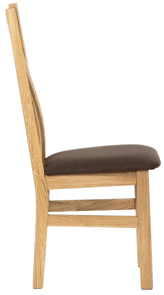 Dřevěná jídelní židle, potah čokoládově hnědá látka, masiv dub, přírodní odstín - C-2100 BR2