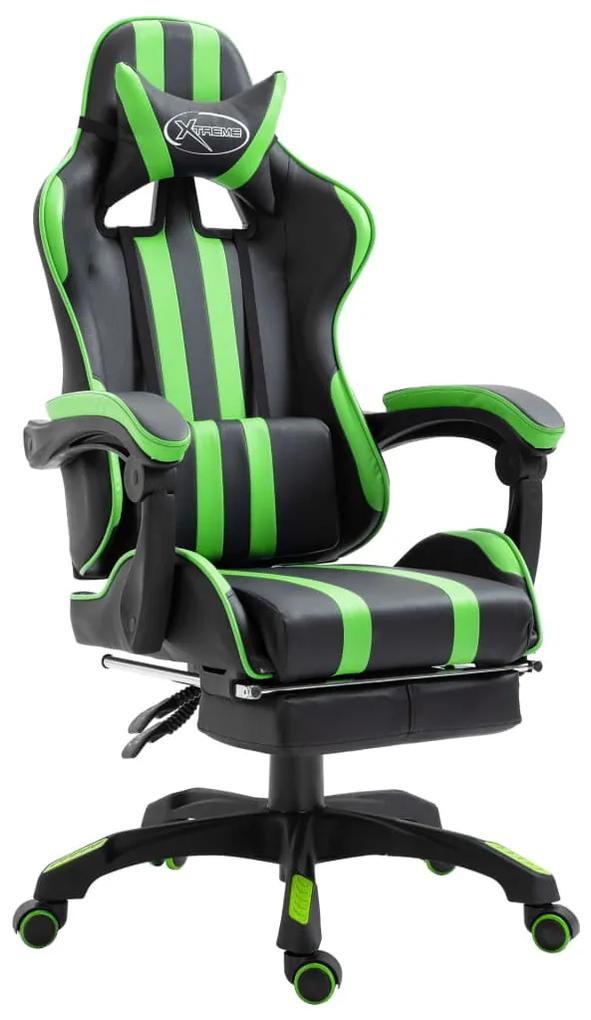 20219 vidaXL Herní židle s podnožkou zelená umělá kůže