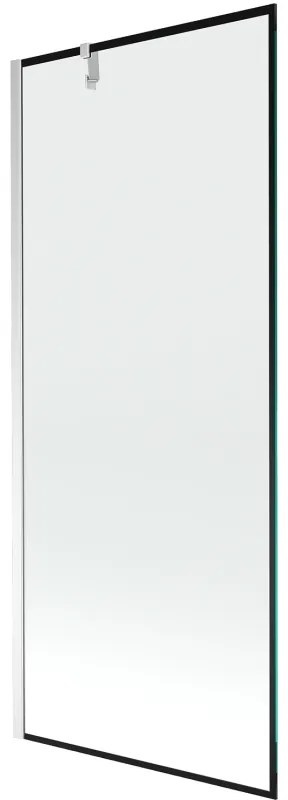 Mexen Next, vanová zástěna 1-křídlová 80 x 150 cm, fixní křídlo, 6 mm čiré sklo s černým vzorem, chromový profil, 895-080-000-00-70-01