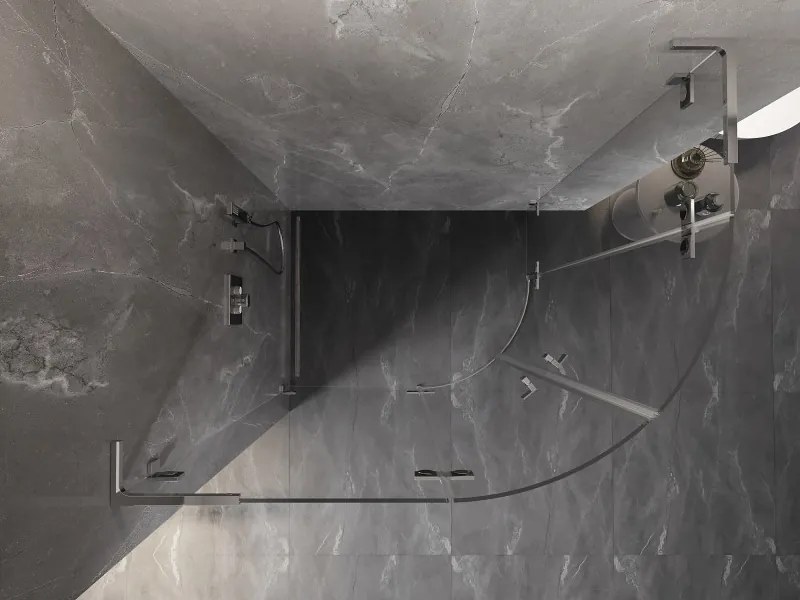 Mexen Lunar, L půlkruhový sprchový kout naklápěcí doleva 90 x 80 cm, 8mm čiré sklo, chromový profil, 833L-090L-080P-01-00