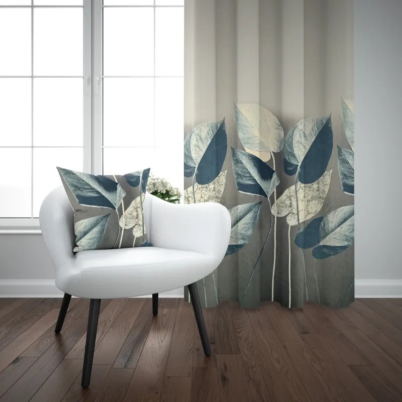 Ervi Blackout zatemňovací závěs Super print - Elegantní listí č.24