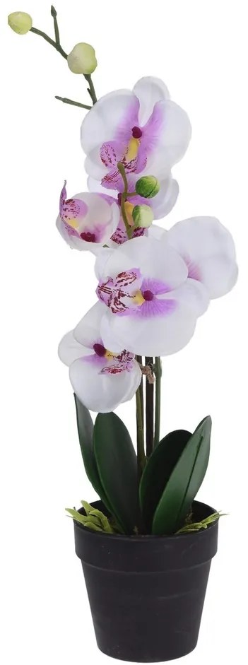 Umělá orchidej v květináči bílá, 47 cm