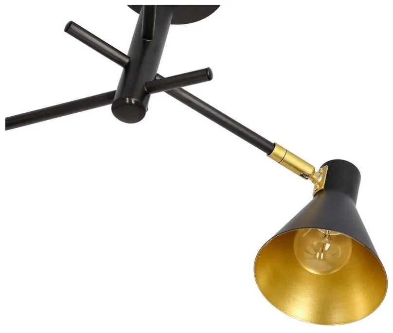 Candellux Černo-zlatý závěsný lustr Less pro žárovku 3x E14