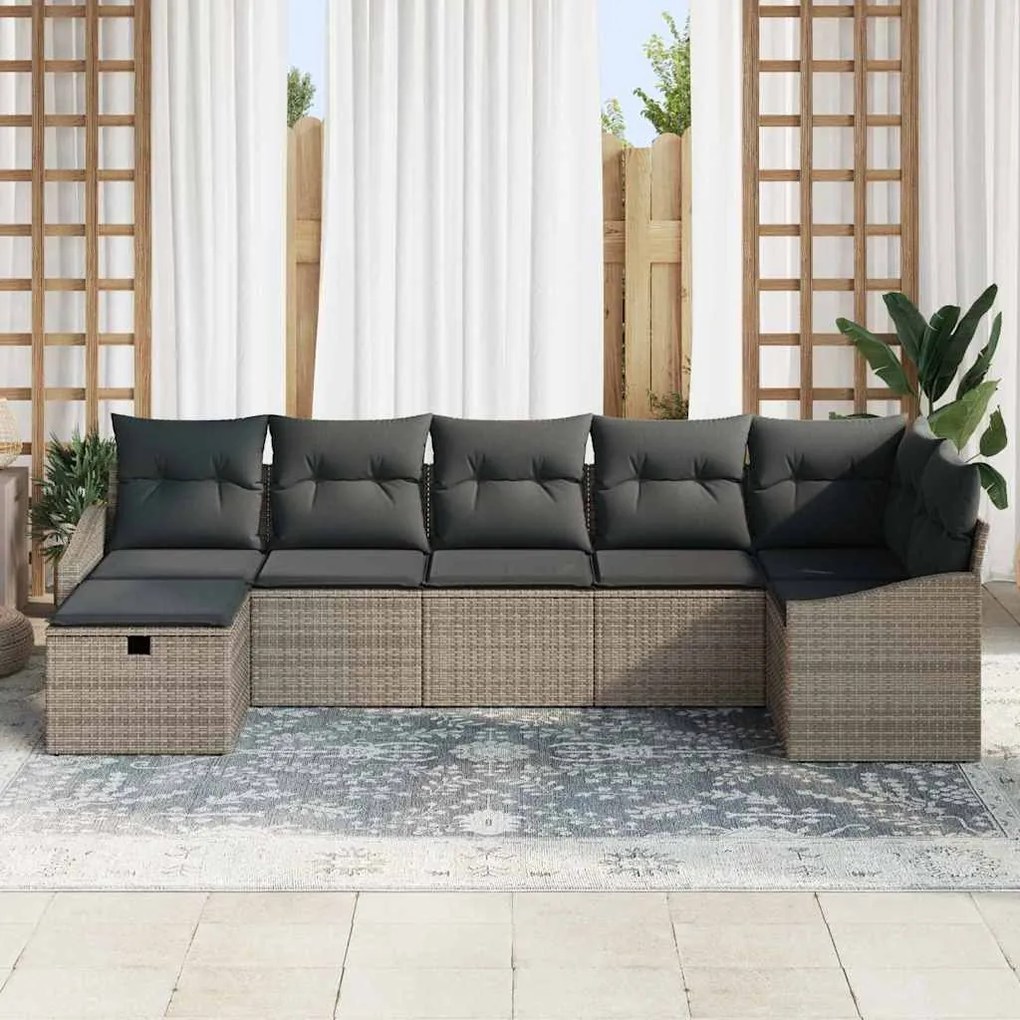 Set pohovek 7 ks Šedá polyratan 3359298