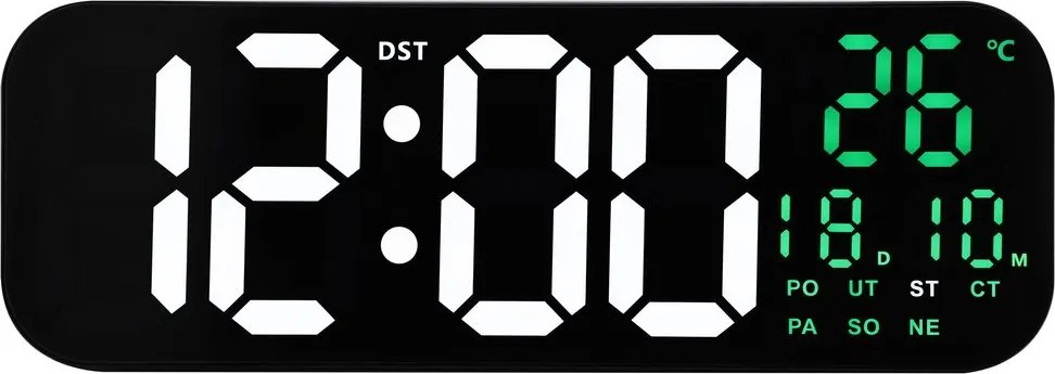 JVD DH9016.3 - Digitální stále svítící hodiny s datumem a dnem v týdnu v češtině