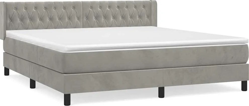 Box spring postel s matrací světle šedá 160x200 cm samet 3131147