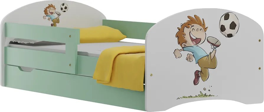 MAXMAX Dětská postel se šuplíky CHLAPEC S MÍČEM 200x90 cm
