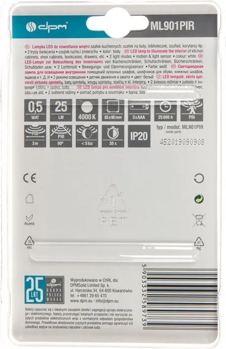 LED orientační svítidlo DPM ML901PIR se senzorem pohybu a soumrakovým čidlem