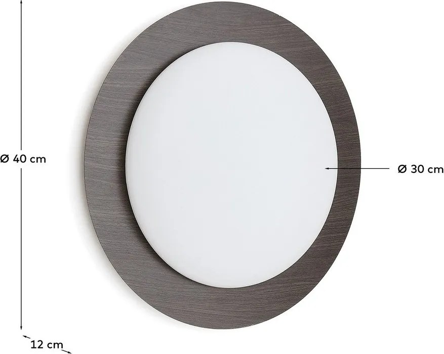 Tmavě hnědé kovové LED nástěnné svítidlo ø 40 cm Novae – Kave Home