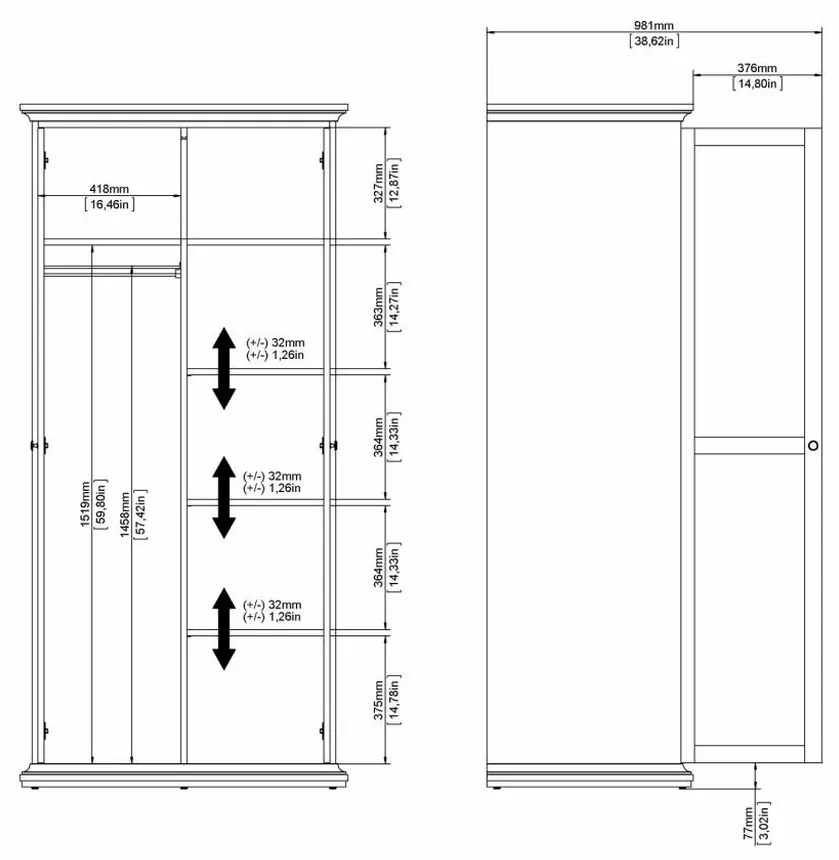 Šatní skříň Provence, bílá