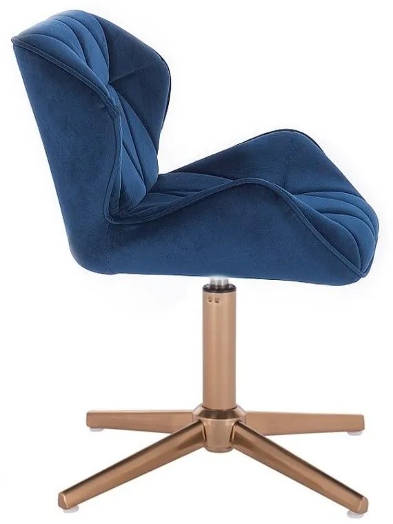 LuxuryForm DESIGN Otočná židle MILANO VELUR na zlatém kříži - modrá