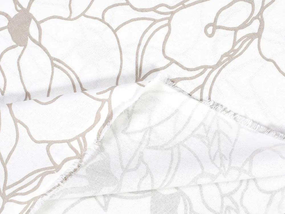 Biante Bavlněný závěs Sandra SA-268 Béžové designové květiny na bílém 140x210 cm