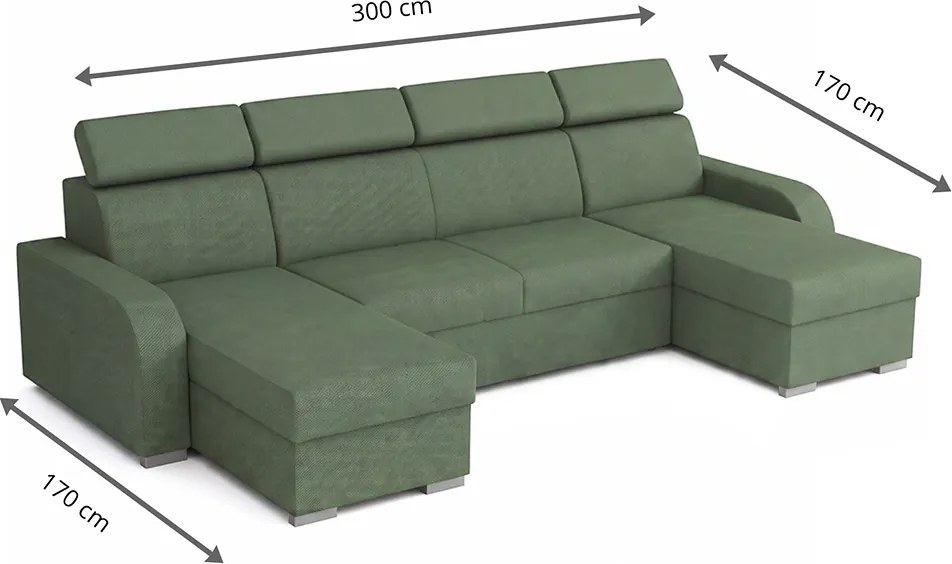 Sedací souprava OSLO U | 170x300x170 | rozkládací + 2x úložný prostor | VÝBĚR TKANIN