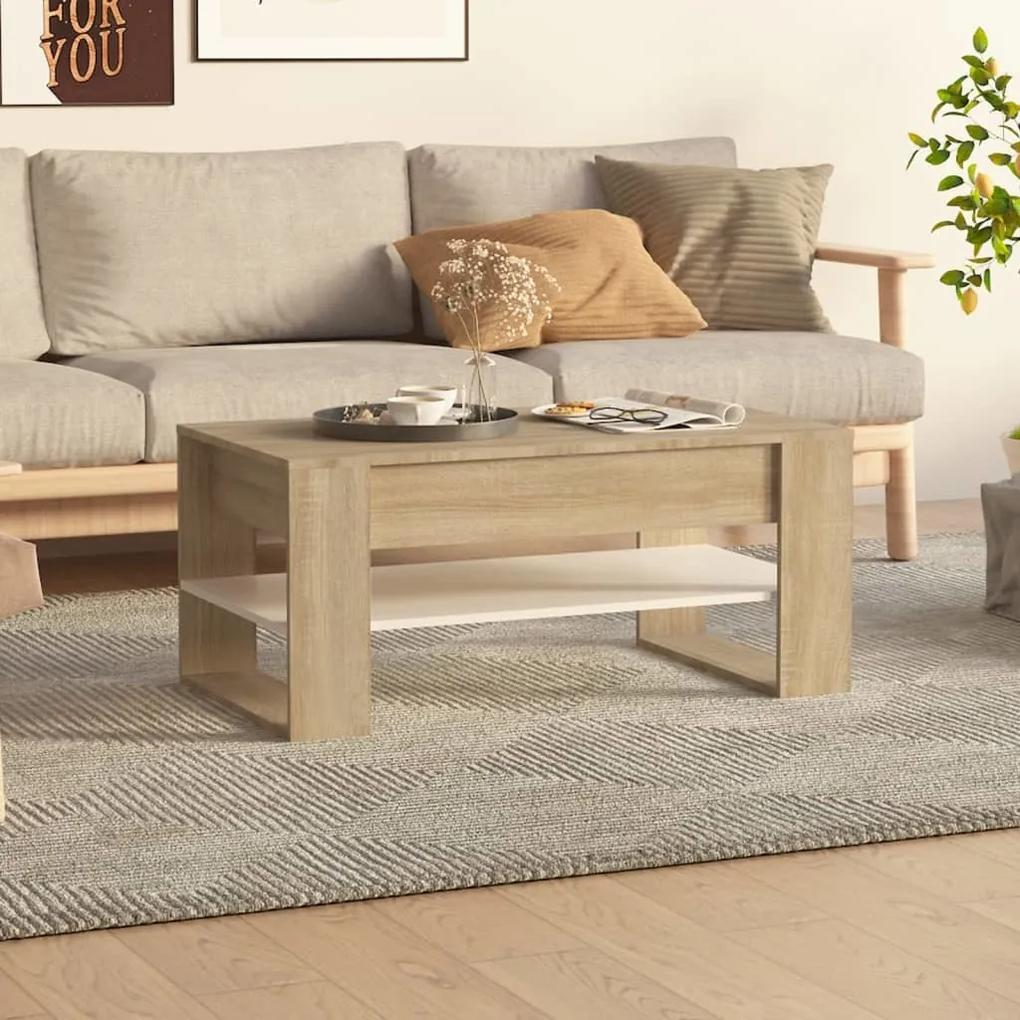 vidaXL Konferenční stolek 102 x 55 x 45 cm kompozitní dřevo [816930] Barva: bílá s vysokým leskem