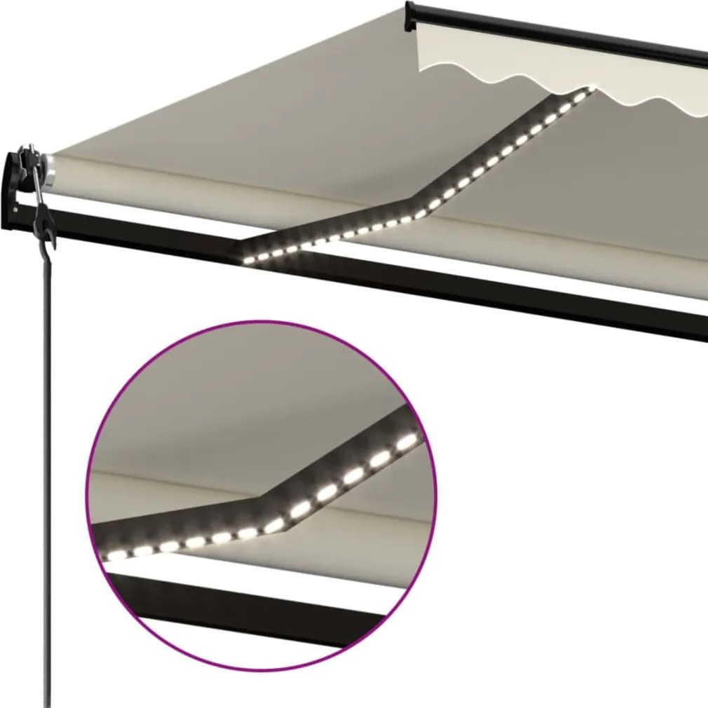 Automatická markýza LED a senzor větru 450 x 300 cm krémová 3069132