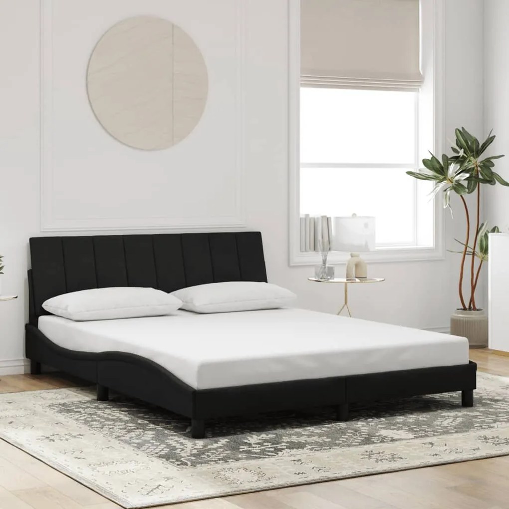 Rám postele s LED osvětlením bez matrace Hanko černý 160 x 200 cm samet 3213789
