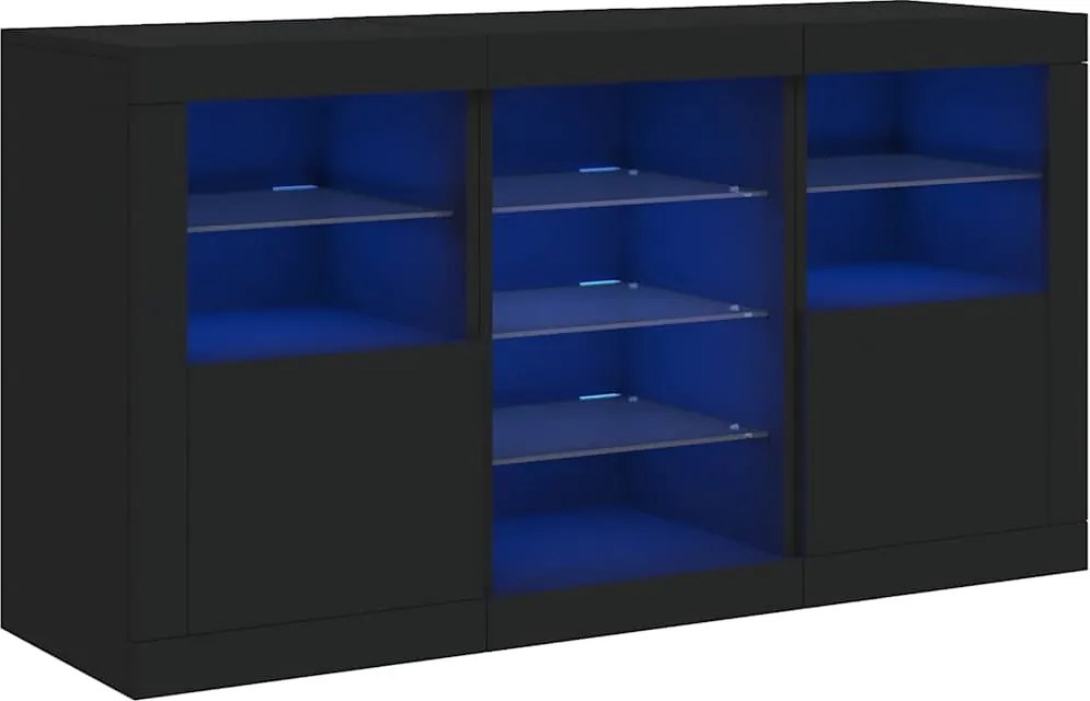 Příborník s LED osvětlením černý 123 x 37 x 67 cm 3209080