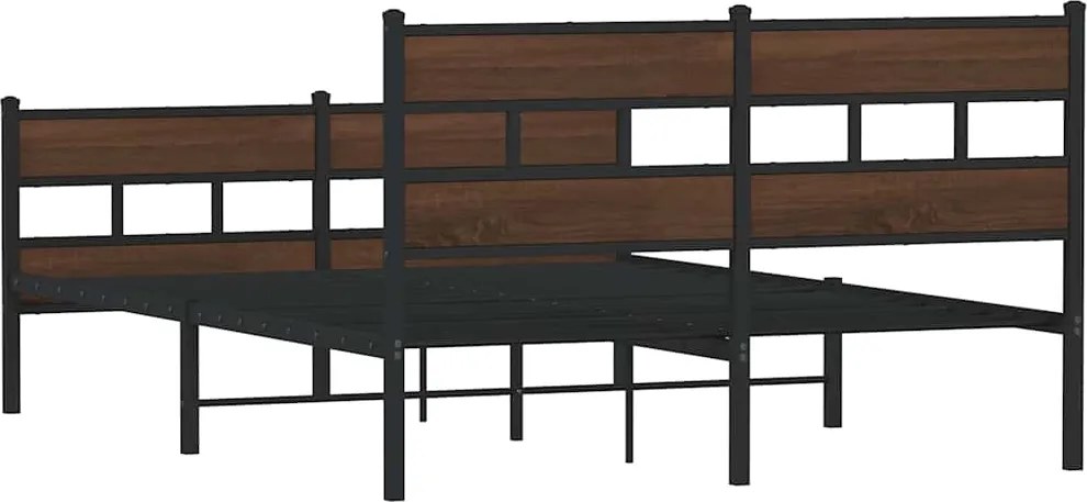 Kovový rám postele bez matrace hnědý dub 160 x 200 cm 3308477