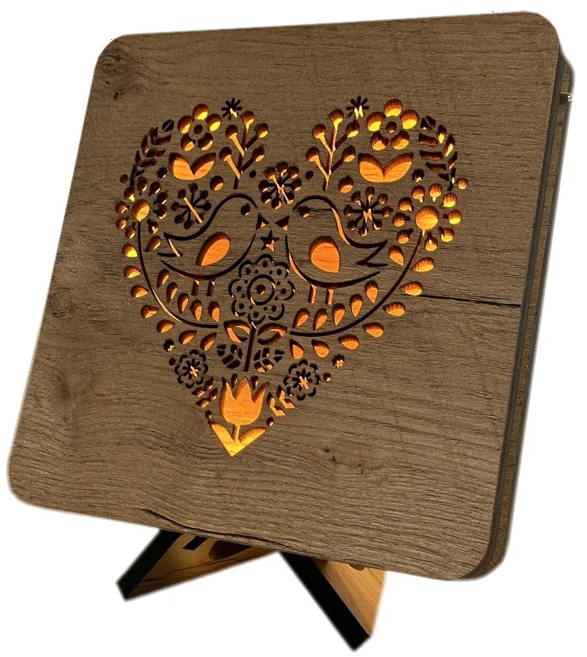 Li-Go "Srdce malované" lampa 19x19cm provedení povrchu: dub světlý