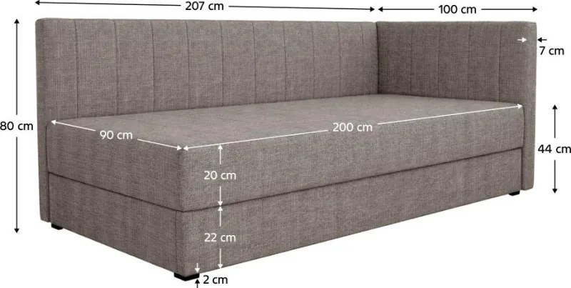 Válenda s úložným prostorem, 90x200, hnědá, LUIZA Kondela 0000420657