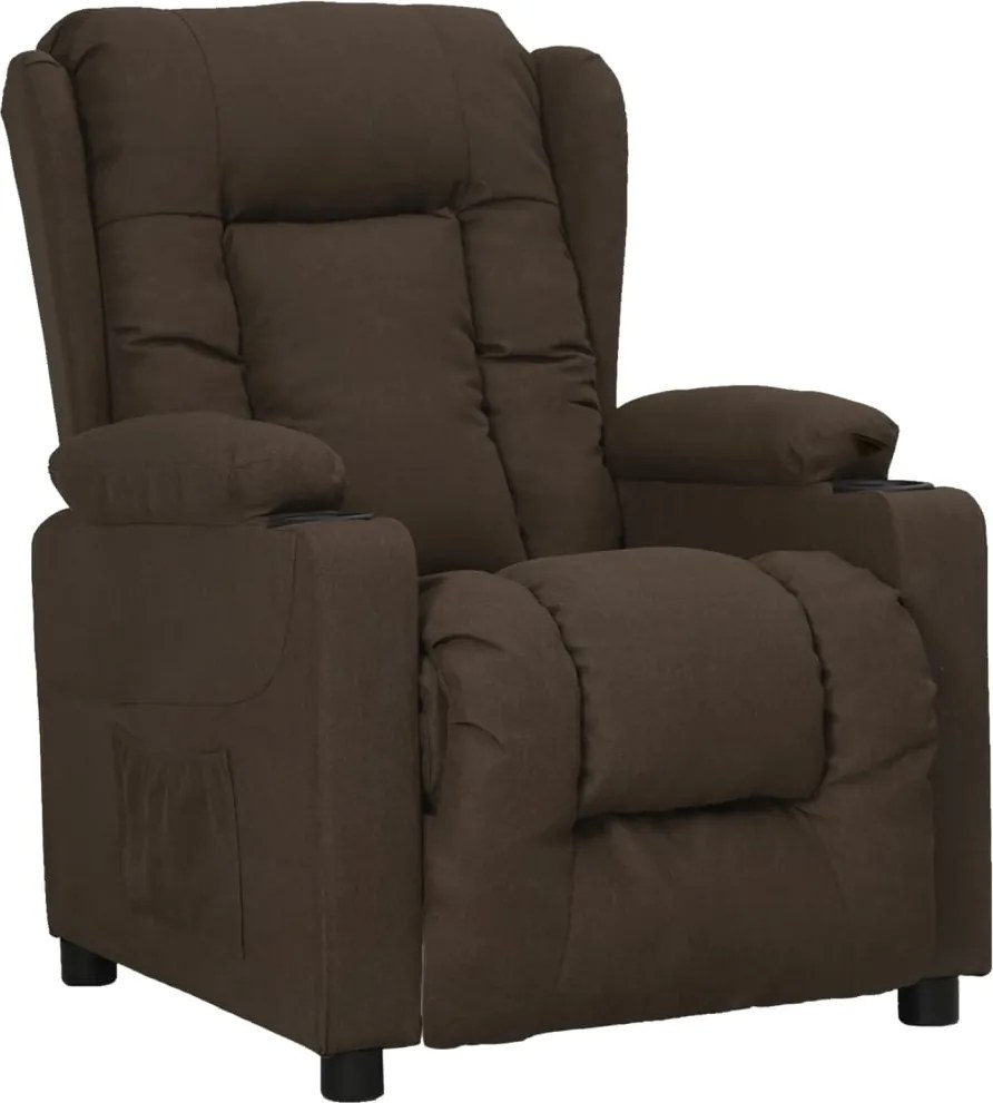 Polohovací křeslo tmavě hnědé textil 339053