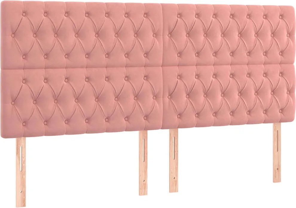 Čelo postele růžové 200x7x118/128 cm sametové 3116739