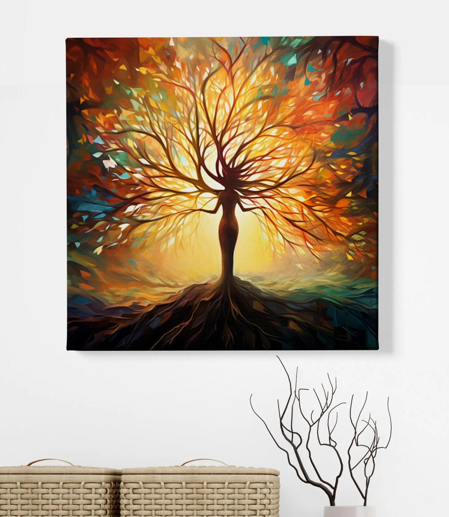 Obraz na plátně - Vedrana propojená vlasy se stromem života FeelHappy.cz Velikost obrazu: 100 x 100 cm