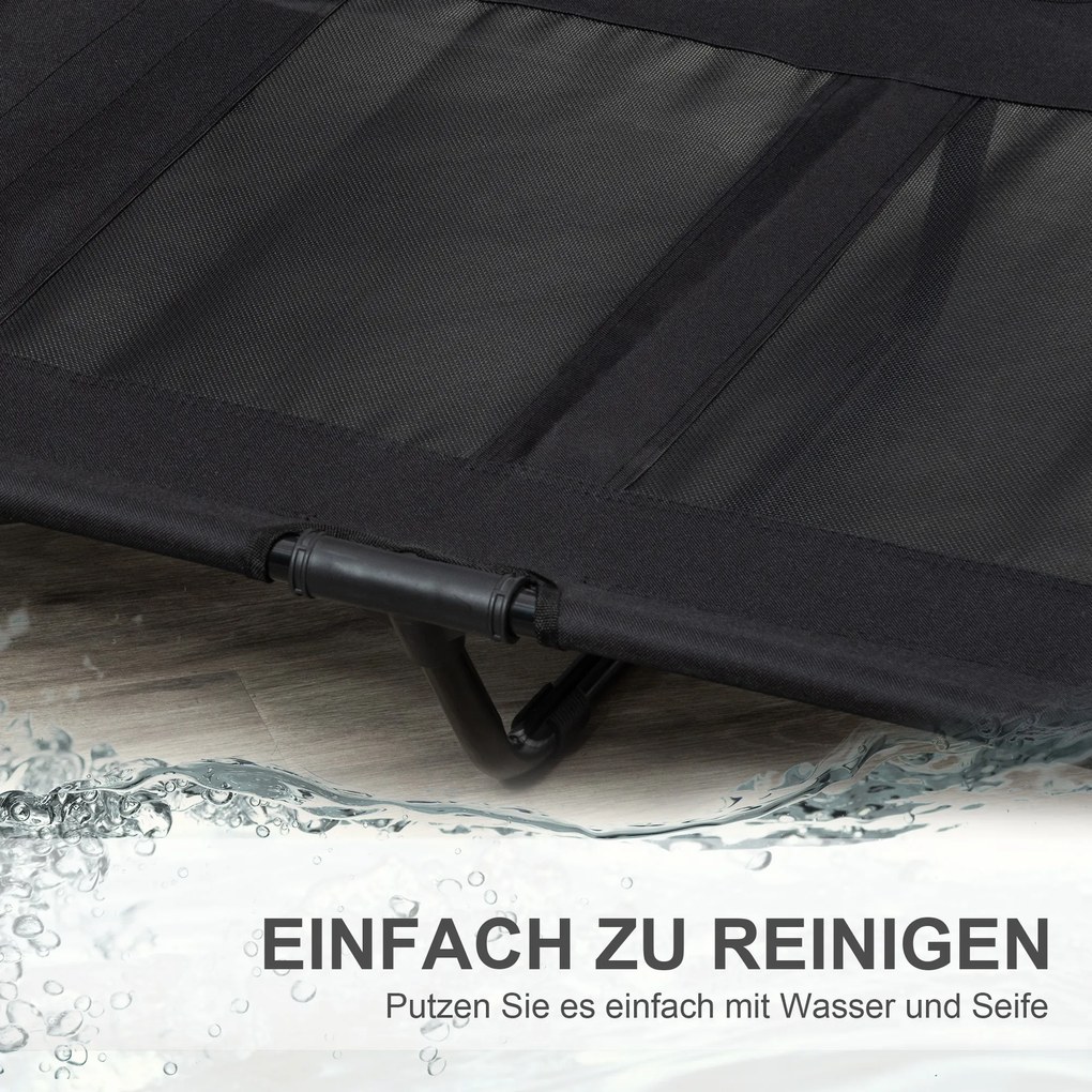 PawHut Dog Lounger Vyvýšený venkovní pelíšek a pohovka pro psy, Oxford Black, 92x76x18cm| Aosom