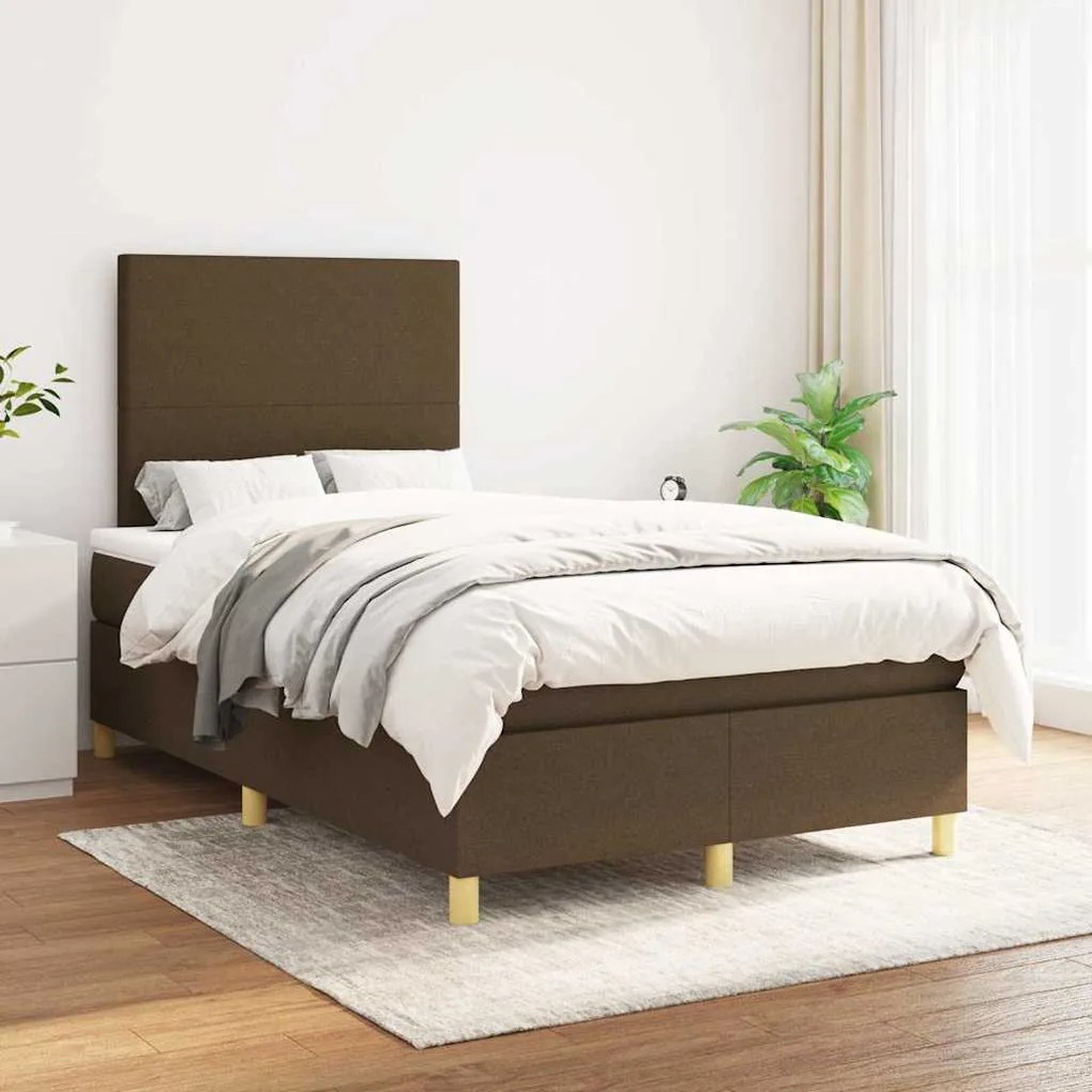 Box spring postel s matrací tmavě hnědá 120x190 cm textil 3269919
