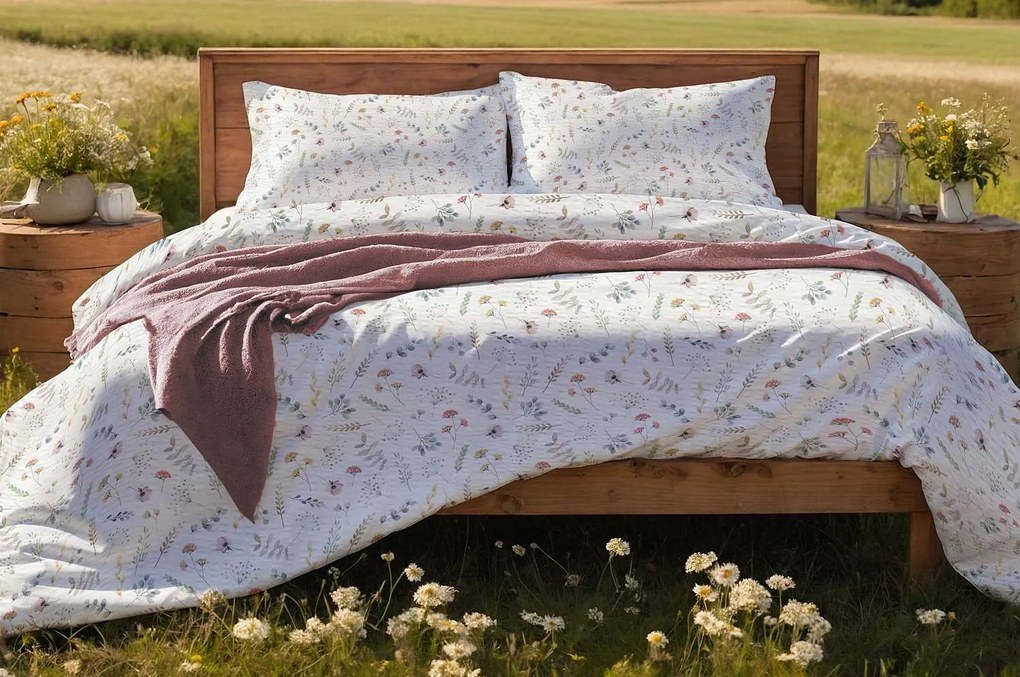 Krepové povlečení Barevný kvítek Velikost: 140 x 220 + 70 x 90