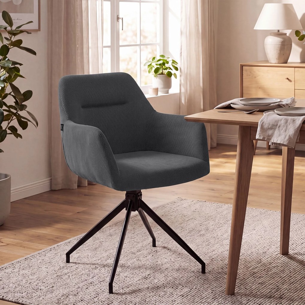 Jídelní židle Merlinda manšestr – tmavě šedá