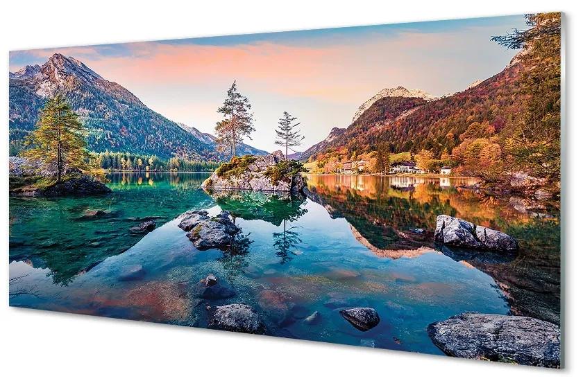 Obraz na skle Německo Alpy podzim Horské jezero 140x70 cm