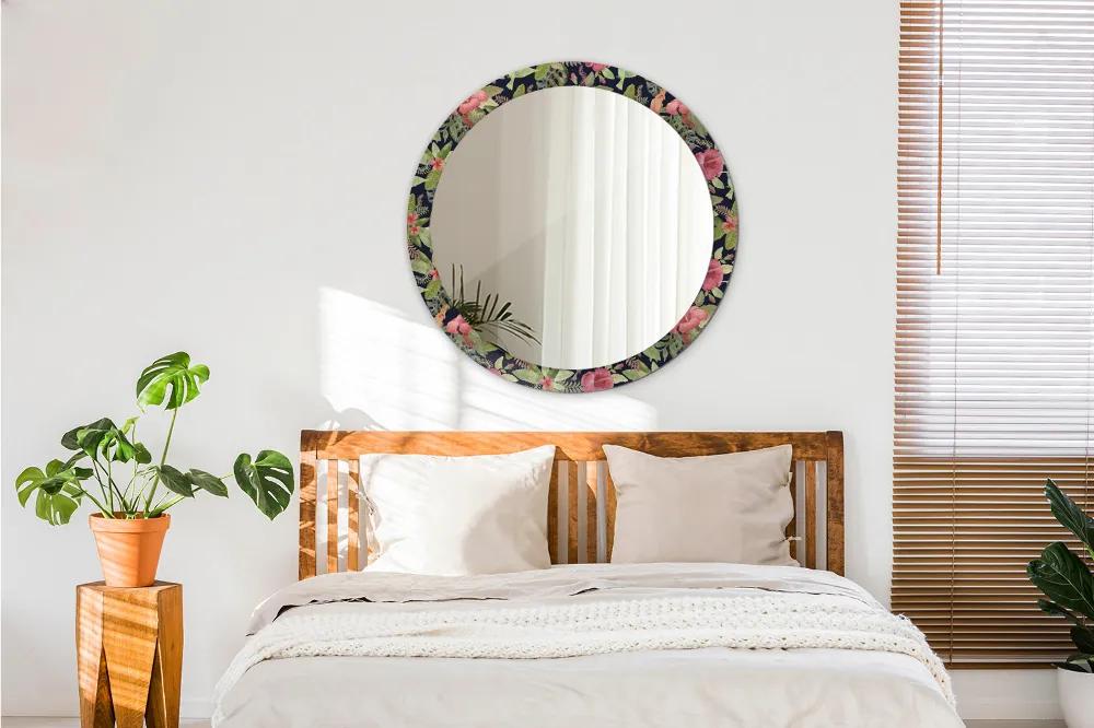 Kulaté dekorativní zrcadlo na zeď Hibiscus flowers fi 90 cm