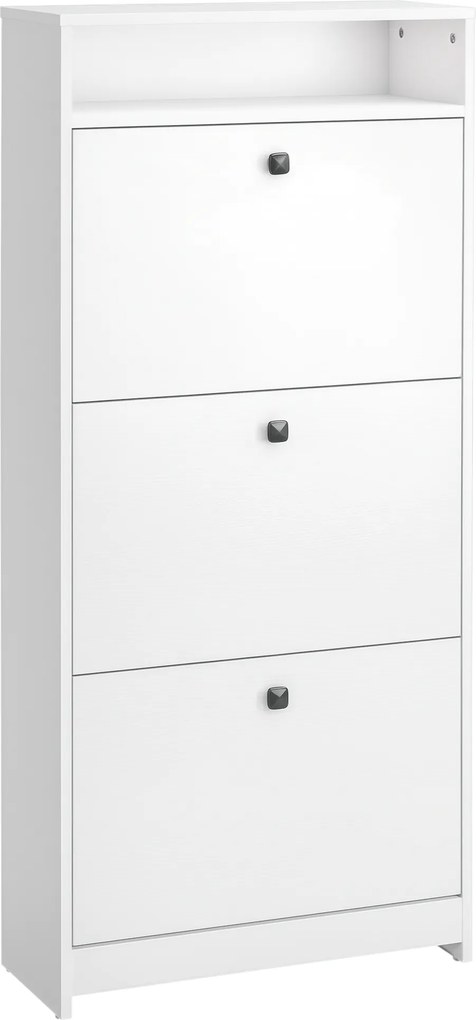 HOMCOM Botník s 3 sklápěcími přihrádkami (18 párů bot) a 1 úložnou policí z dřevotřísky, bílý, 60x24x132cm