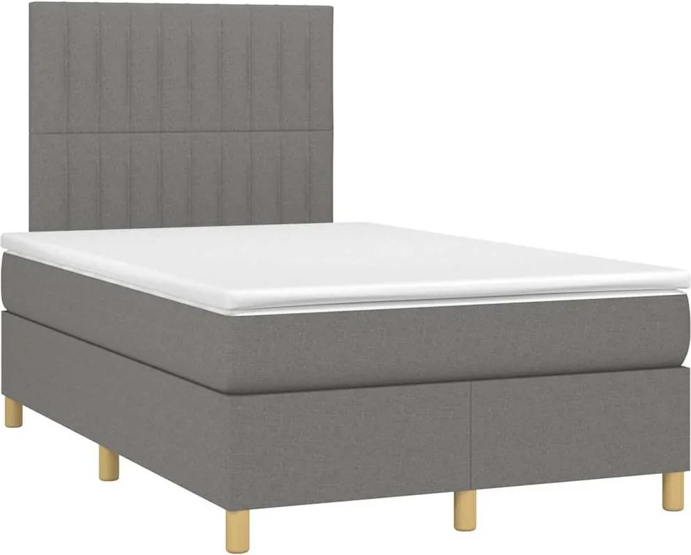 Box spring postel s matrací a LED tmavě šedá 120x200 cm textil 3135582