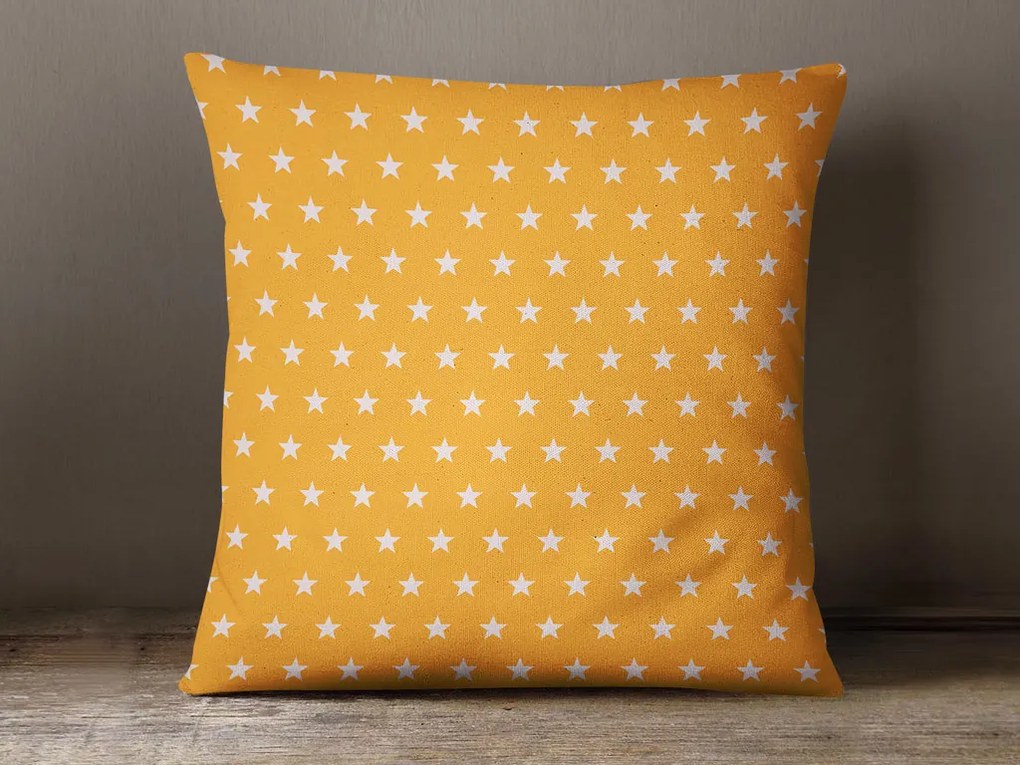 Goldea bavlněný povlak na polštář - vzor bílé hvězdičky na oranžovém 70 x 90 cm