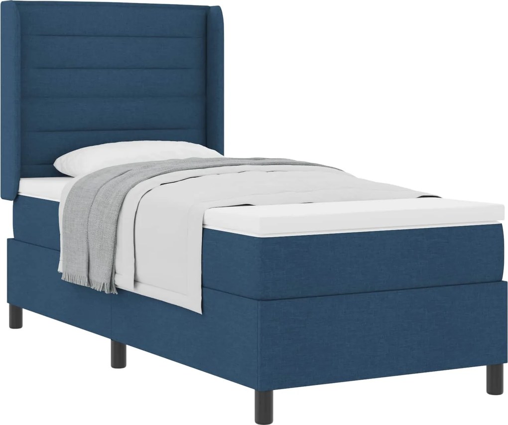 Postel s boxspringem s polštářem Modrá 200 x 90 cm textil 3341566