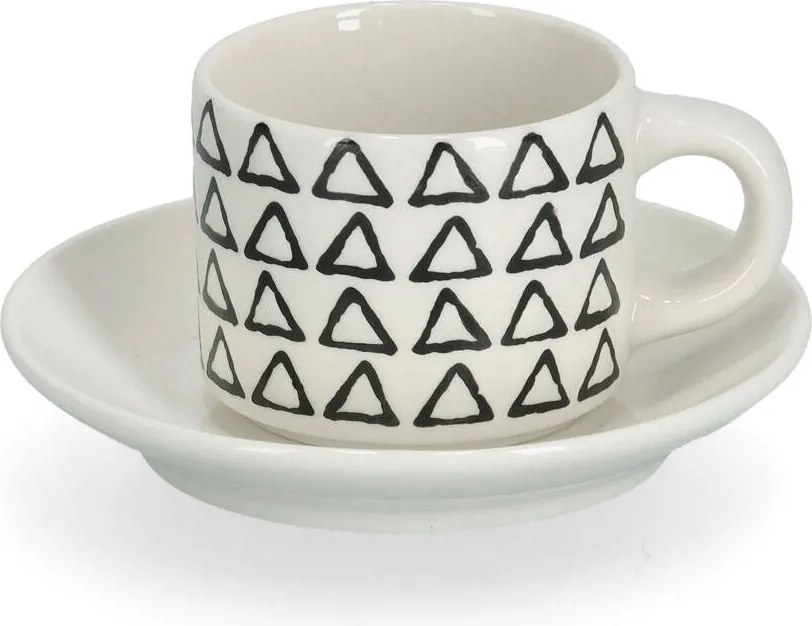 Sada šálků s podšálky na espresso z geometrickými vzory, 70 ml
