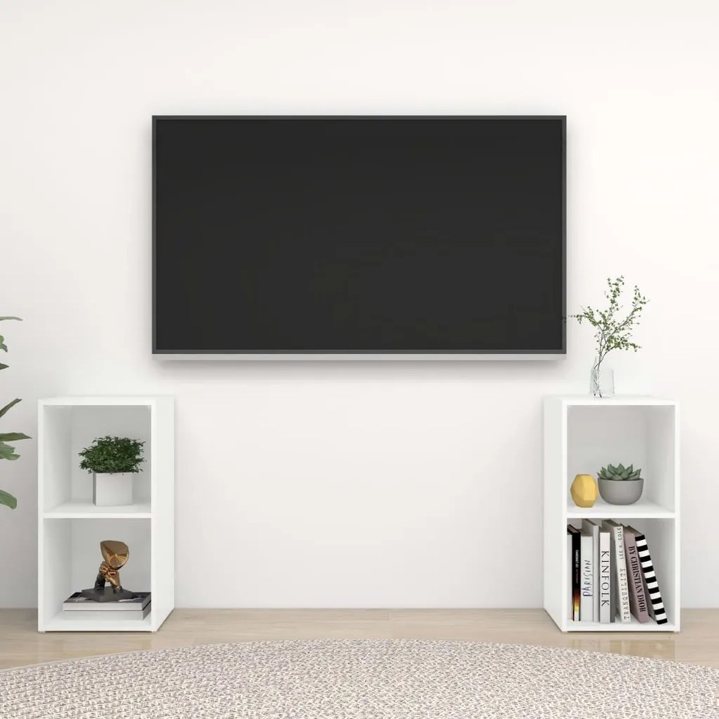 TV skříňky 2 ks bílé 72 x 35 x 36,5 cm kompozitní dřevo 3079898