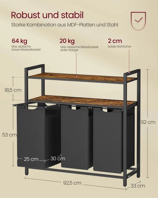 Prádelní koš se 3 přihrádkami BLH213B01