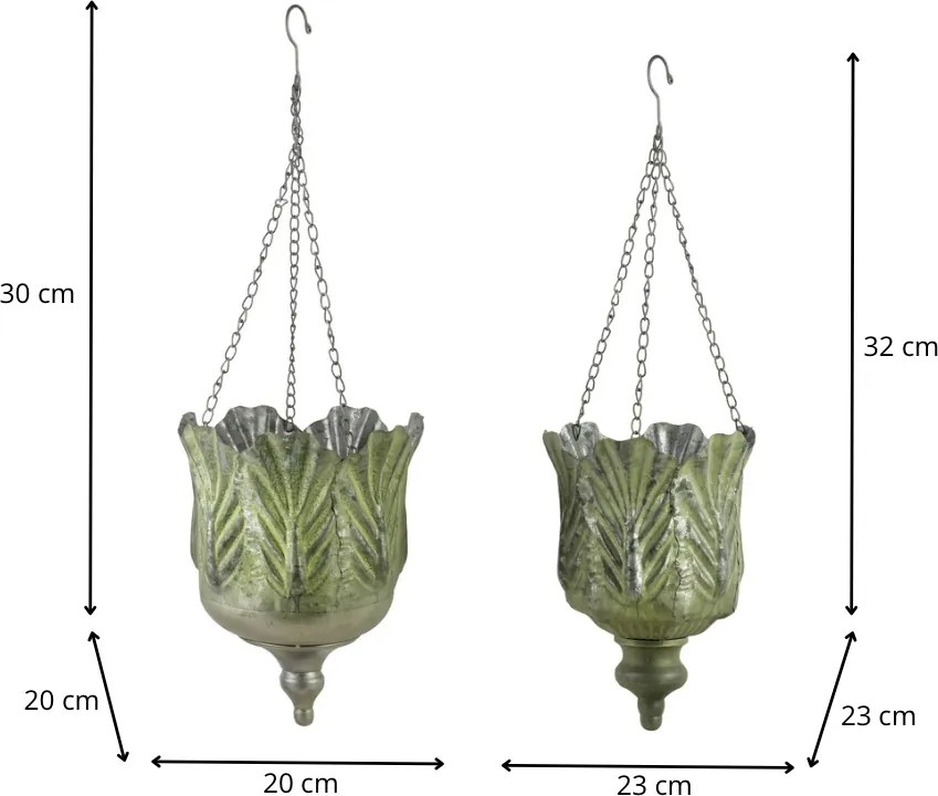 Sada 2 ks závěsných květináčů MARINA II zelená