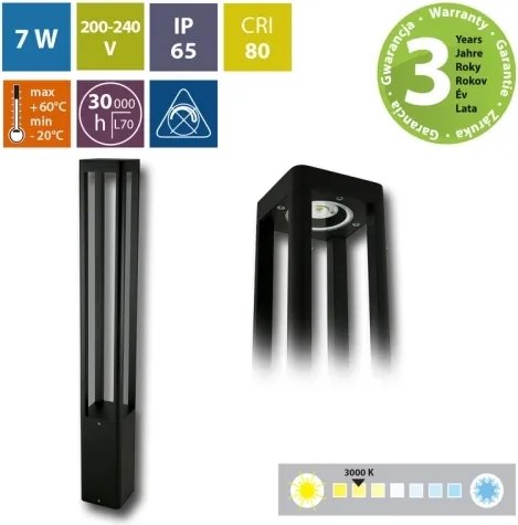 Sloupkové LED svítidlo McLED Rhea 7W 4000K IP65 černá ML-515.010.19.0