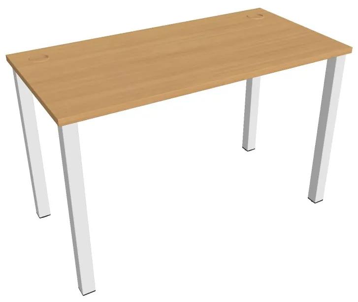 Stůl pracovní rovný 120 cm hl. 60 cm - Hobis Uni UE 1200 Dekor stolové desky: buk, Barva nohou: bílá
