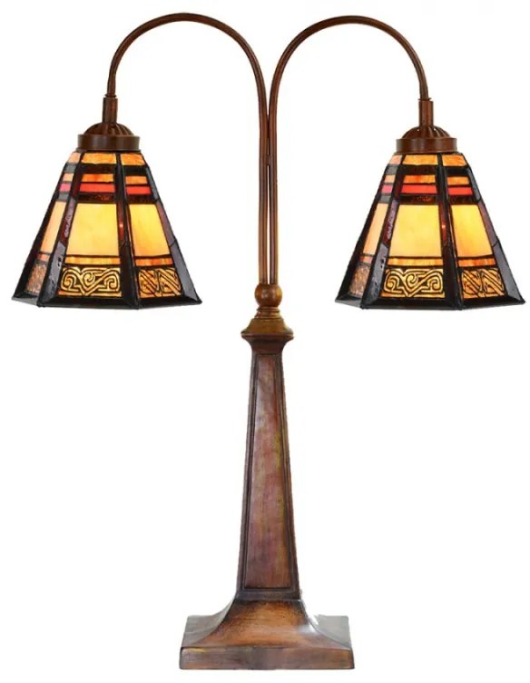 Stolní lampa Tiffany na 2 žárovky Maycee – 48x19x64 cm