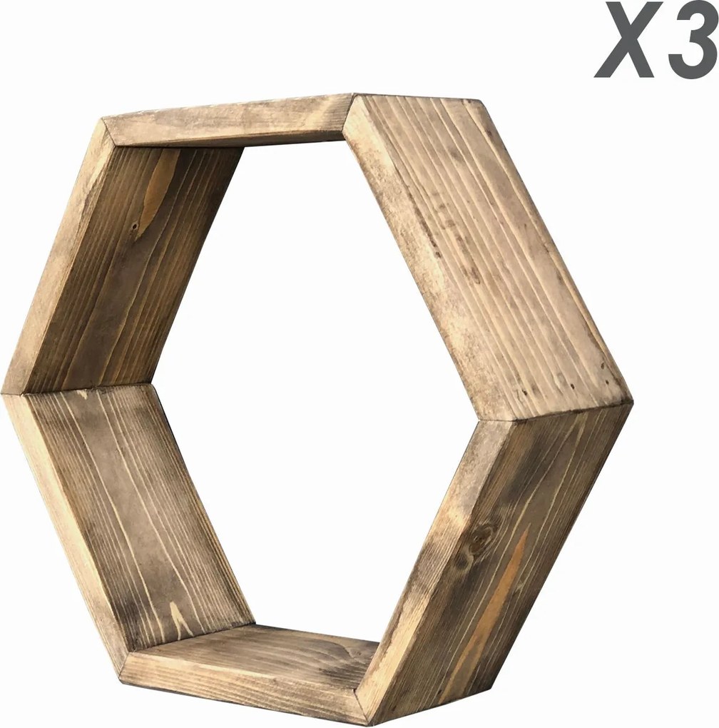 Sada 6 ks nástěnných poliček RAF 37x40 cm ořech